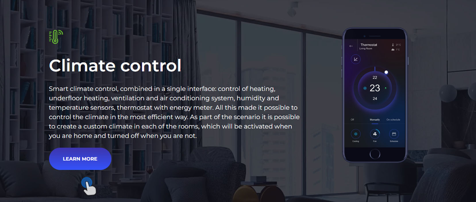 Climate control with a smartphone. Smart Home.